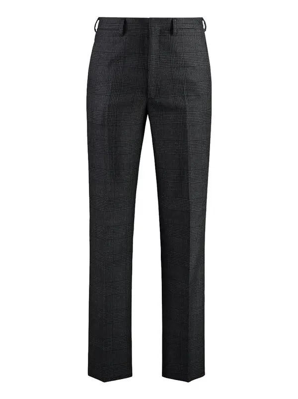 Prada Prince Of Wales Checked Wool Trousers - Grey
