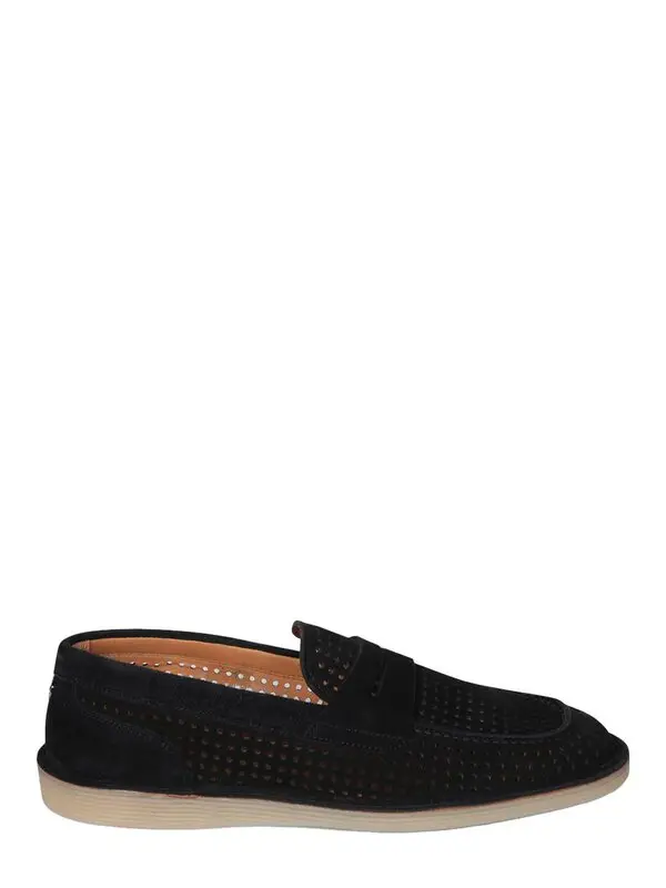 Dolce & Gabbana Suede Loafers With Perforated Design - Black