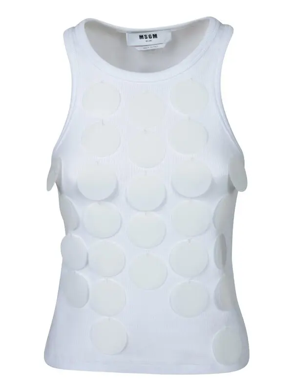 MSGM Sleeveless Top With Sequins - White