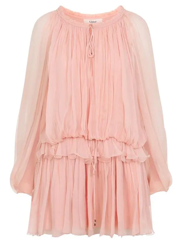 Chloé Mini Silk Dress - Beige