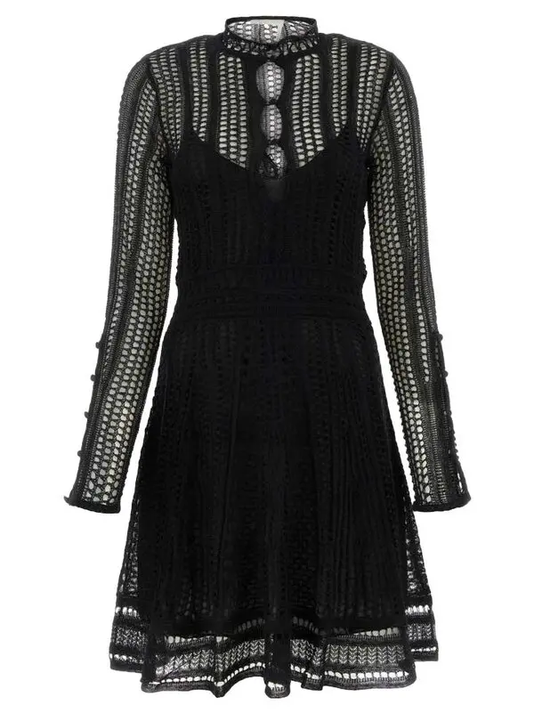 Chloé Linen Blend Mini Dress - Black