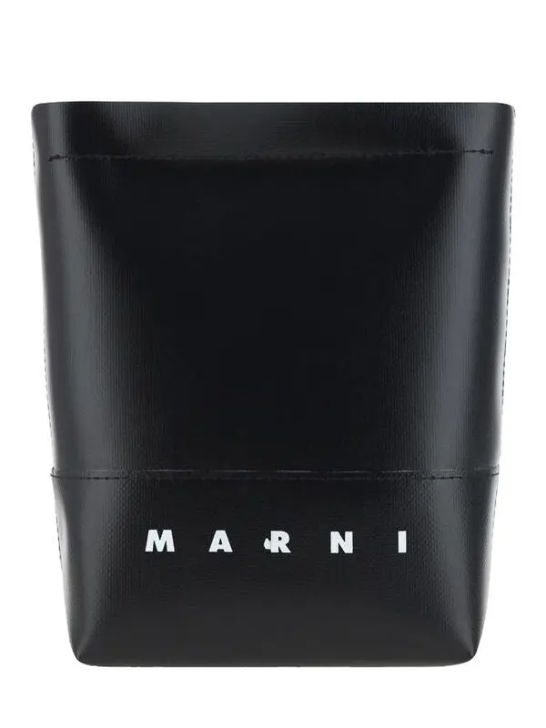Marni Coated Canvas Shoulder Bag - Black