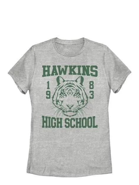 STRANGER THINGS Hawkins High School Tiger 1983 Graphic T-shirt - Athletic Heather