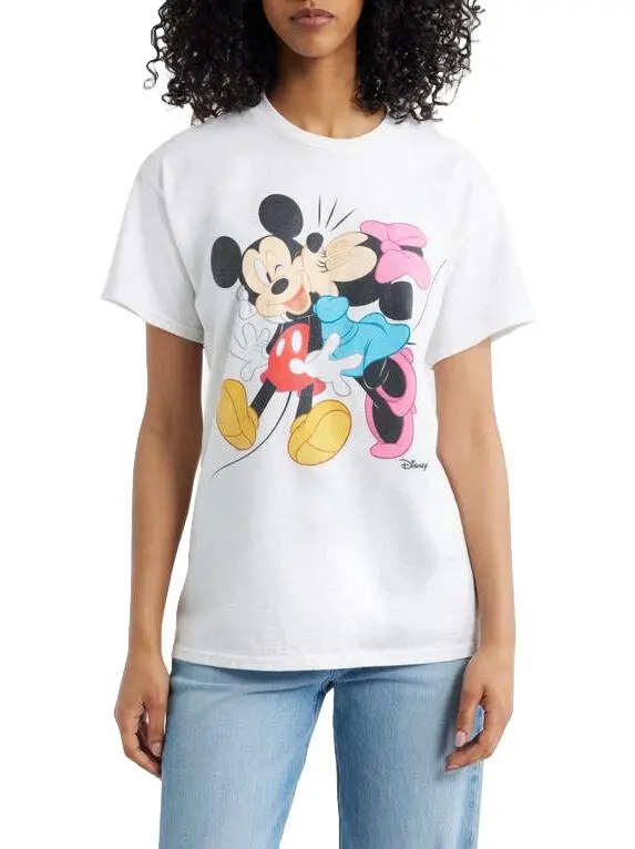 Junk Food Mickey & Minnie Graphic T-shirt - White