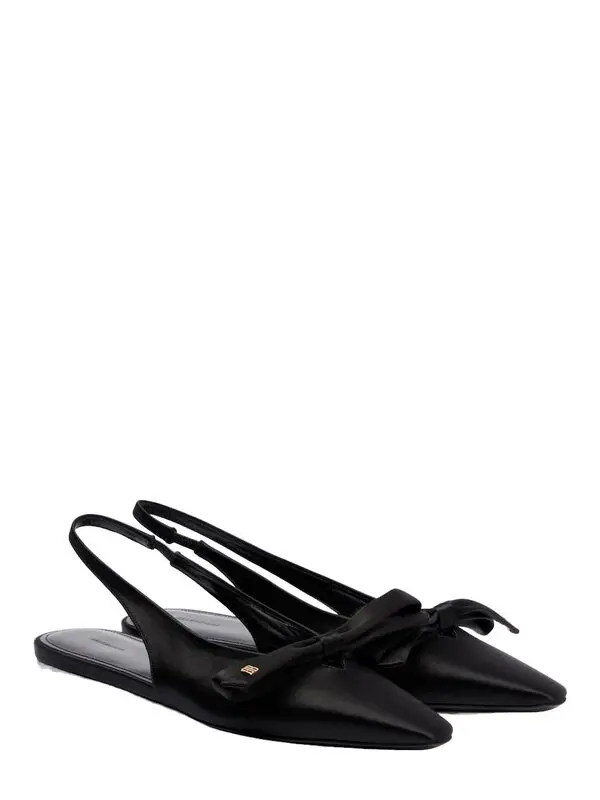Balenciaga Nano Bb Satin Slingback Flats - Black
