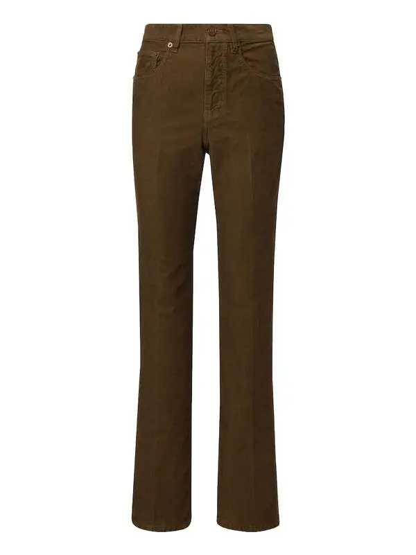 Saint Laurent Clyde Corduroy Straight Pants - Green