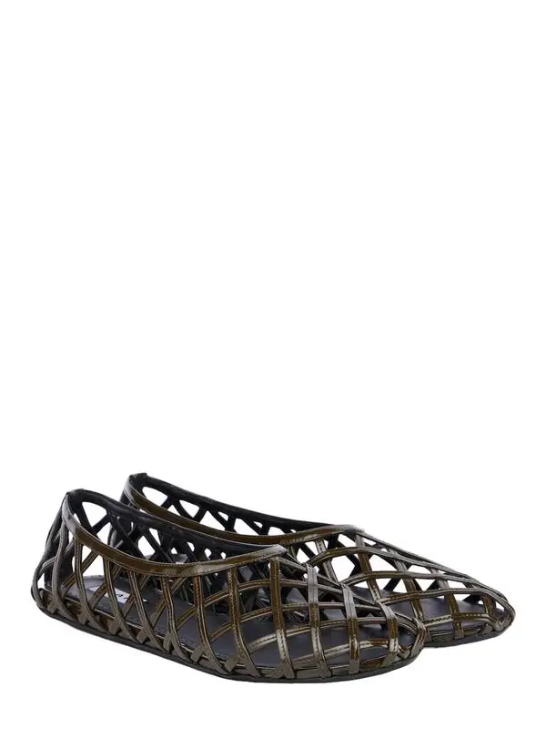 Alaïa Cage Leather Ballet Flats - Green