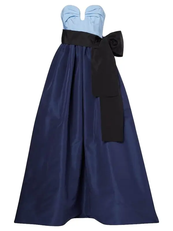 Carolina Herrera Belted Silk Bustier Gown - Blue
