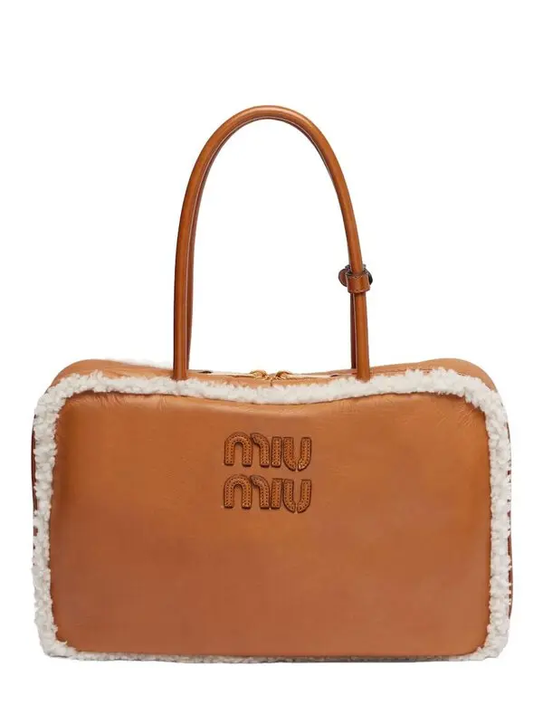 Miu Miu Beau Large Leather Tote Bag - Brown