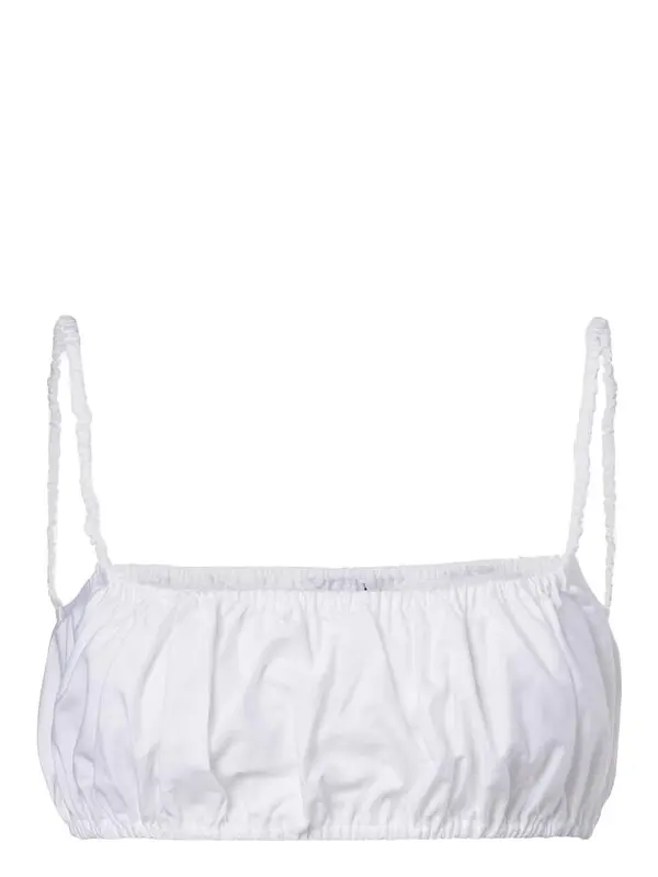 Alaïa Ruched Cotton Bra Top - White