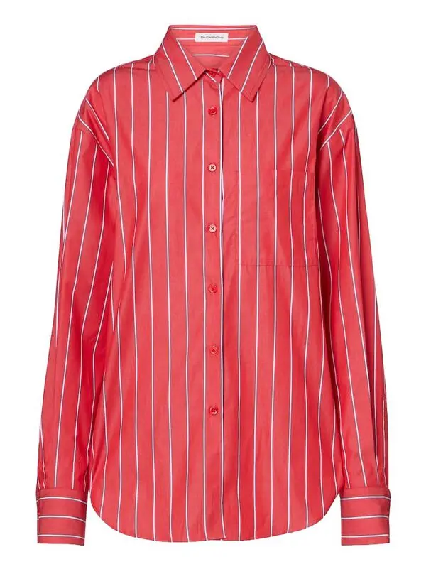 THE FRANKIE SHOP Lui Striped Cotton Poplin Shirt - Red