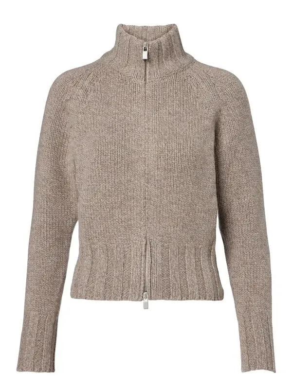 Magda Butrym Zip-up Cashmere Turtleneck Sweater - Beige
