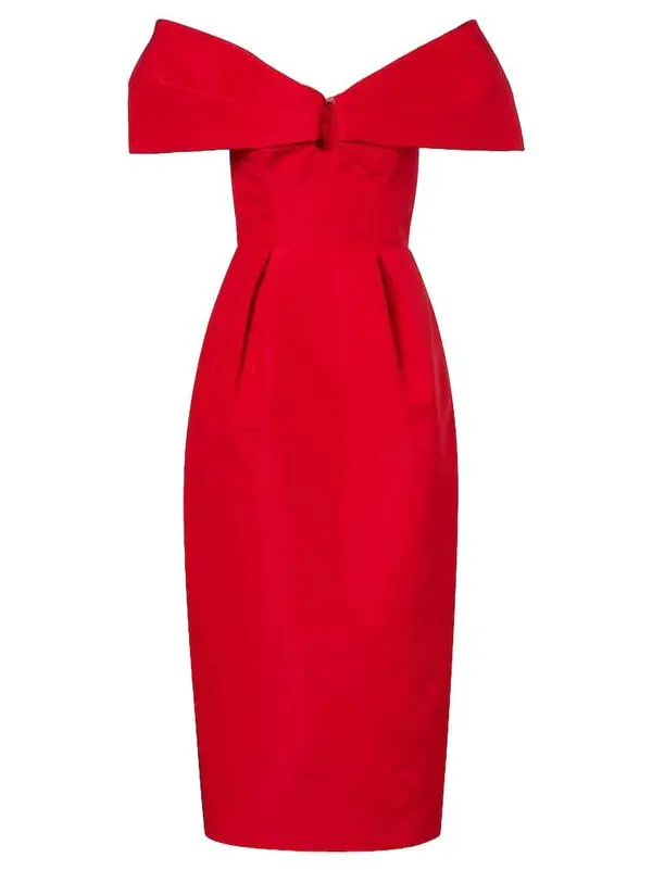 Carolina Herrera Off-shoulder Silk Maxi Dress - Red