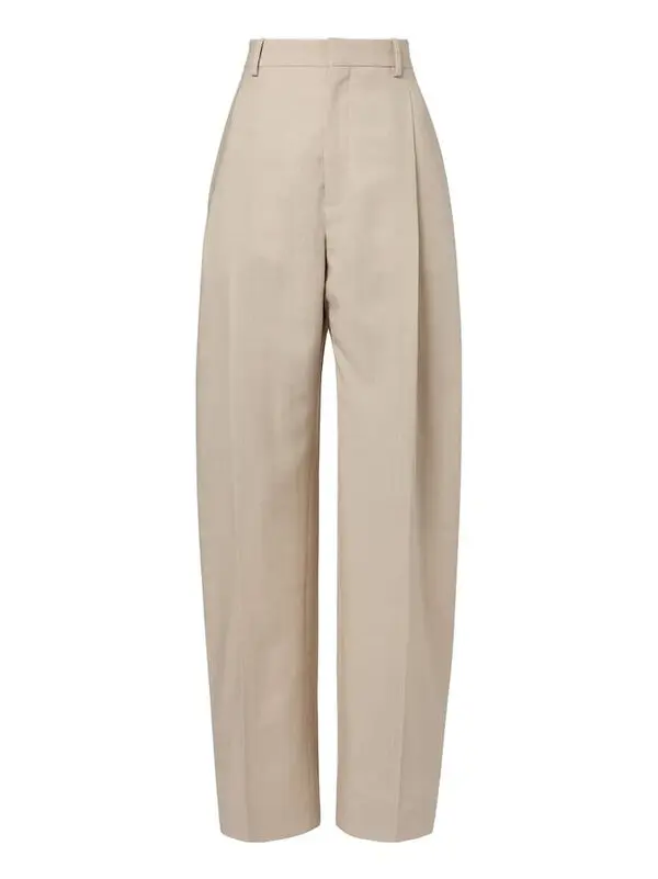 Wardrobe.NYC Mid-rise Wool Straight Pants - Beige