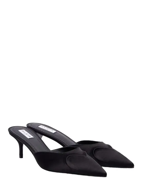 Alaïa Le Cœur 3d 55 Satin Mules - Black