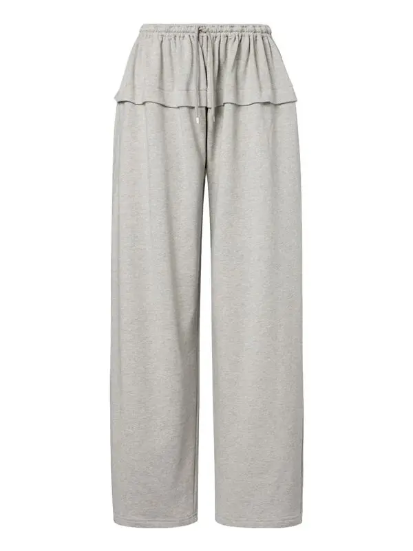 Alaïa Ruffled Cotton-blend Track Pants - Grey