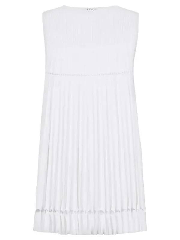 Alaïa Plissé Pointelle Minidress - White