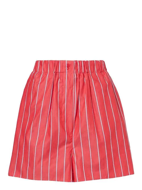 THE FRANKIE SHOP Lui Striped Cotton Poplin Shorts - Red