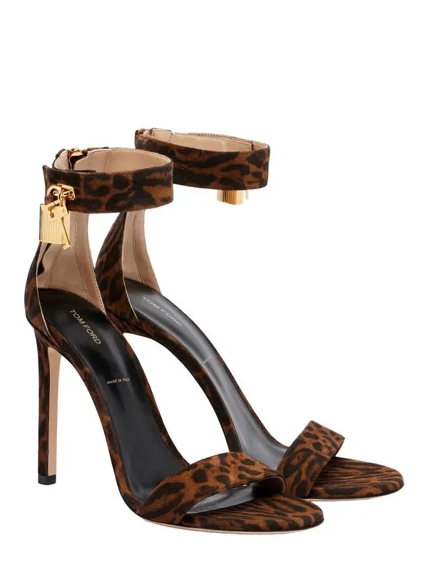 TOM FORD 105 Leopard-print Leather Sandals - Brown