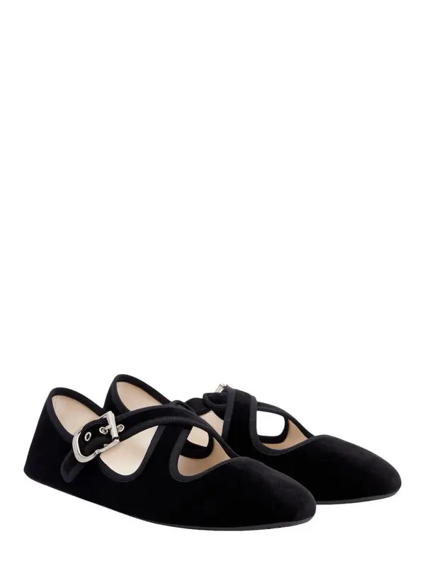 Alaïa Velvet Ballet Flats - Black