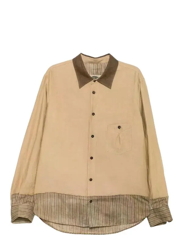ZIGGY CHEN Striped Shirt - Brown