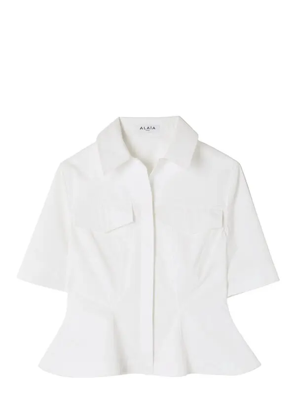 Alaïa Paneled Cotton-poplin Peplum Shirt - White