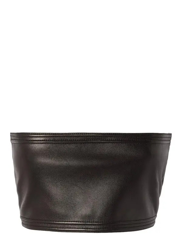 Alaïa Cropped Strapless Leather Top - Black