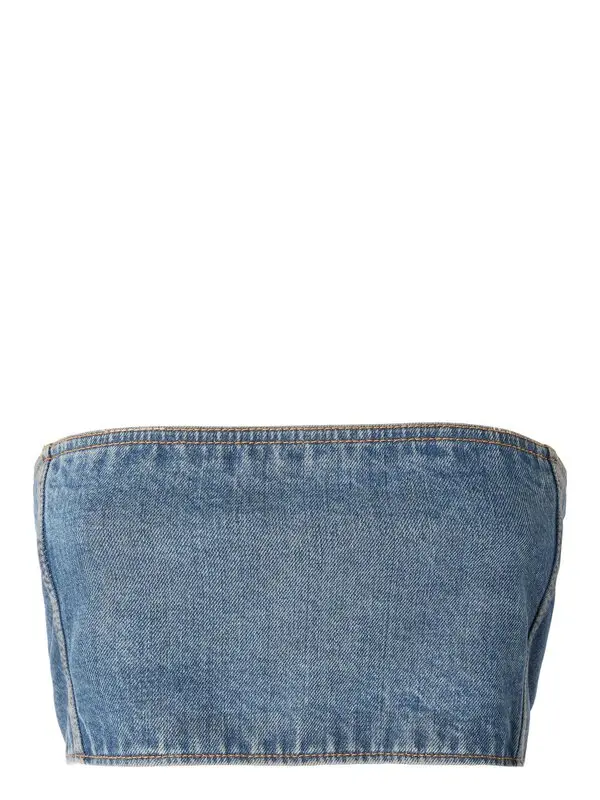 Alaïa Denim Bustier Top - Blue