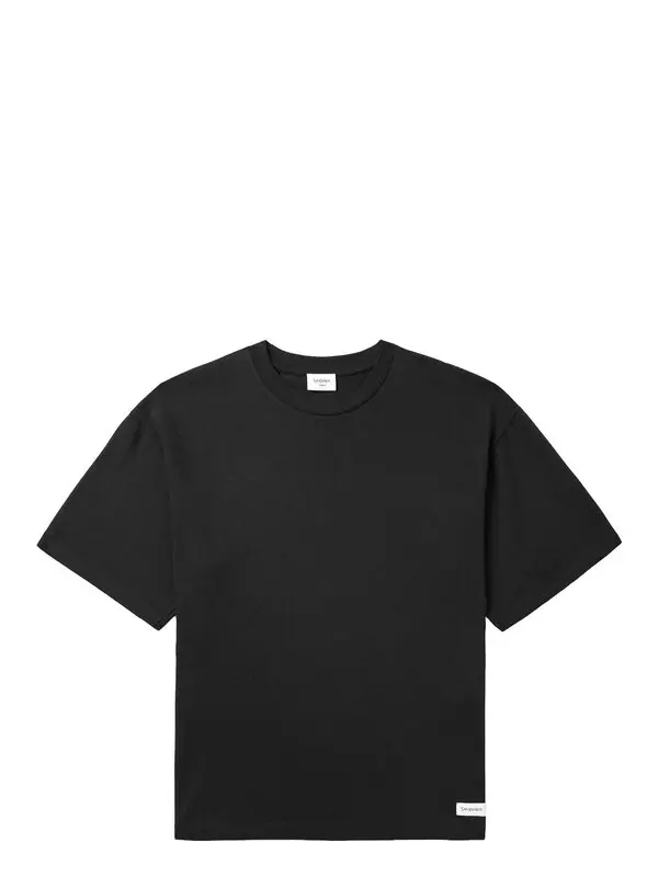 Saint Laurent Logo-appliquéd Cotton And Modal-blend Jersey T-shirt - Black