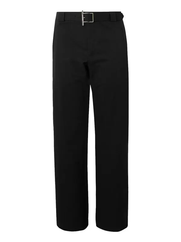 Alexander McQueen Straight-leg Belted Cotton-blend Trousers - Black