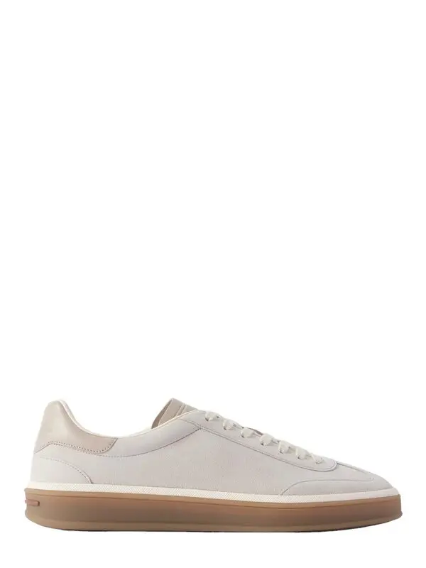 Loro Piana Tennis Walk Leather-trimmed Suede Sneakers - Gray