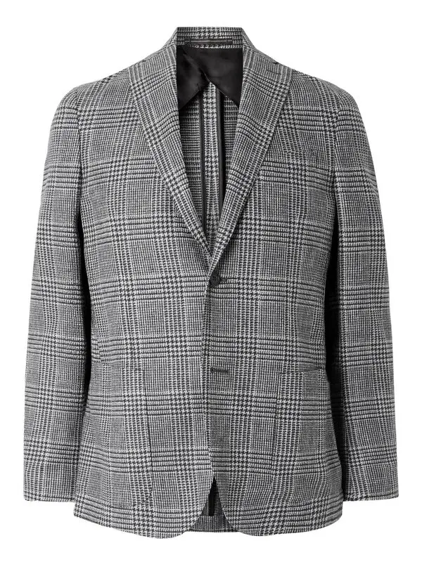SLOWEAR Prince Of Wales Checked Virgin Wool-blend Blazer - Gray