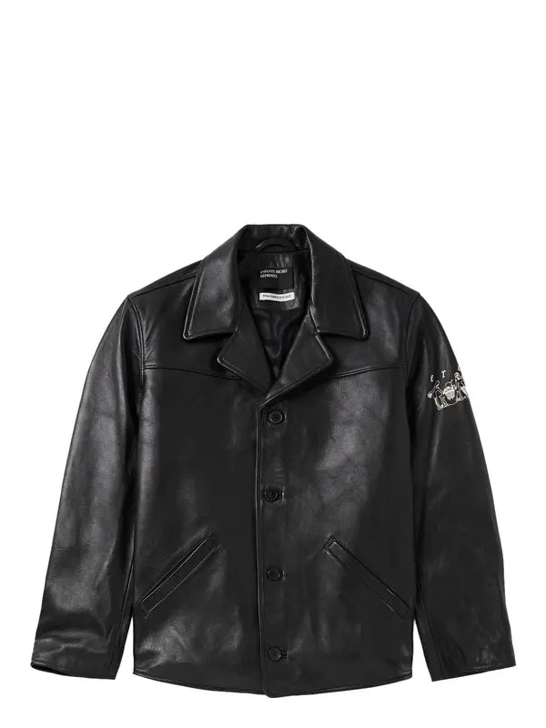 Enfants Riches Déprimés Sunday Drive Logo-print Leather Blazer - Black