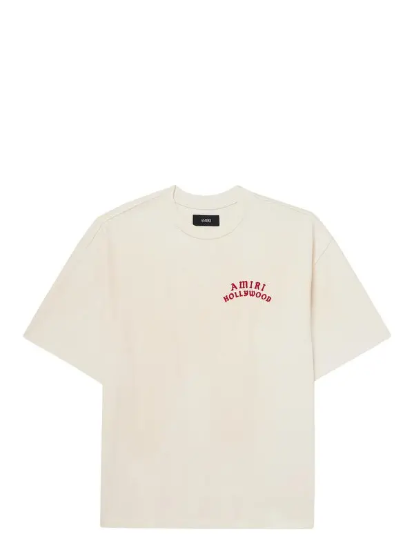 Amiri Hollywood Logo-print Cotton-jersey T-shirt - Neutrals