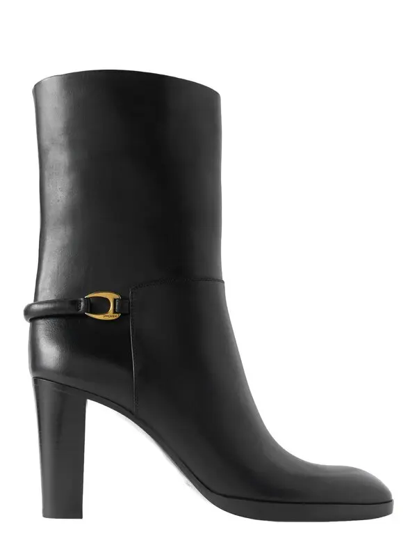 Saint Laurent Sulpice Embellished Leather Ankle Boots - Black