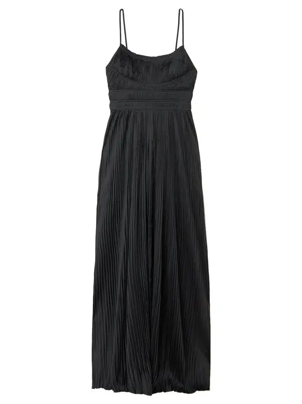 Ulla Johnson Reine Plissé-satin Gown - Black