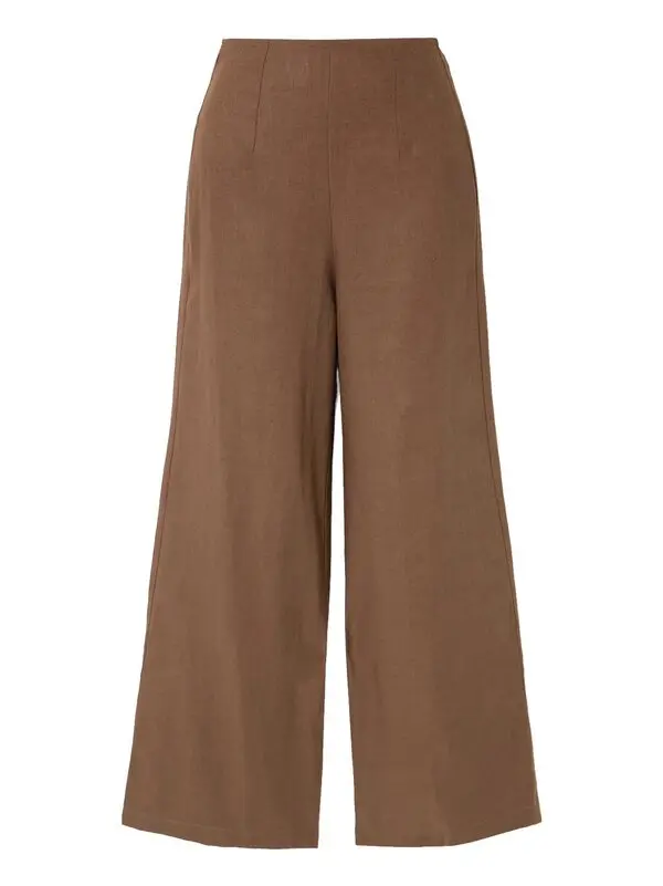 Faithfull The Brand Syna Cropped Linen Wide-leg Pants - Brown