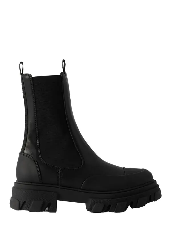 GANNI Leather Chelsea Boots - Black