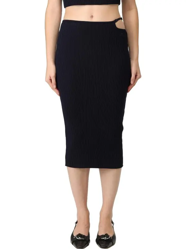 COURREGES Ribbed Midi Skirt With Cutout Detail - Blue