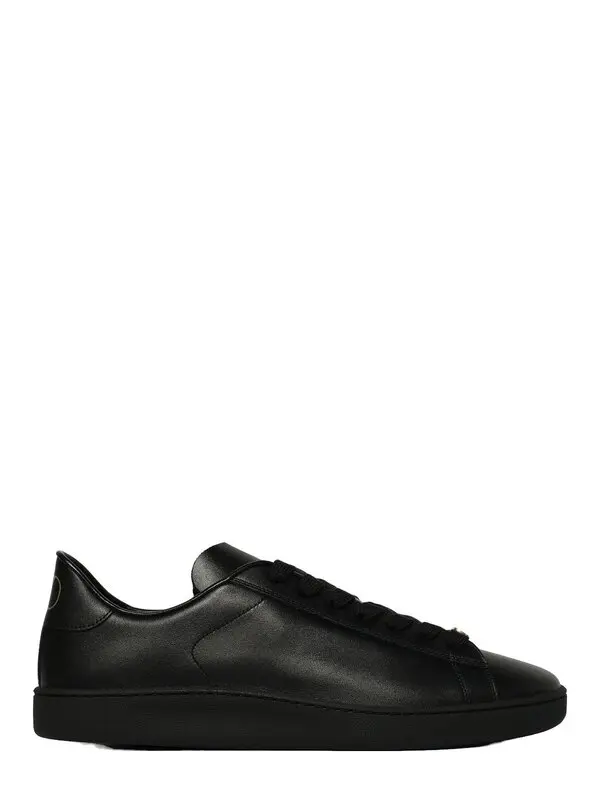 Valentino Garavani V" Logo Leather Sneakers - Black