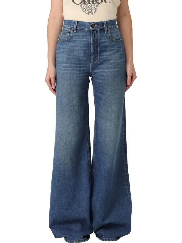 Chloé High Rise Wide Leg Jeans - Blue