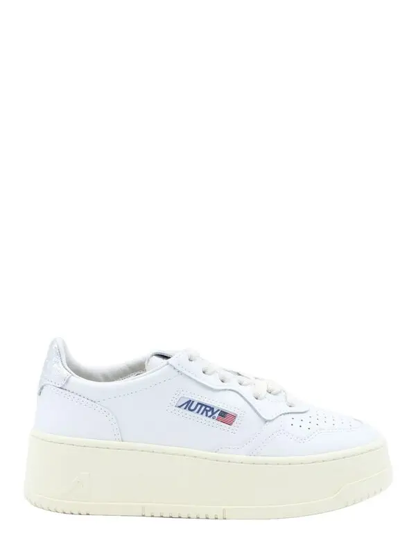AUTRY Medalist Platform Low Sneakers In Leather With Perforated Toe And Cut-out Logo - White 1