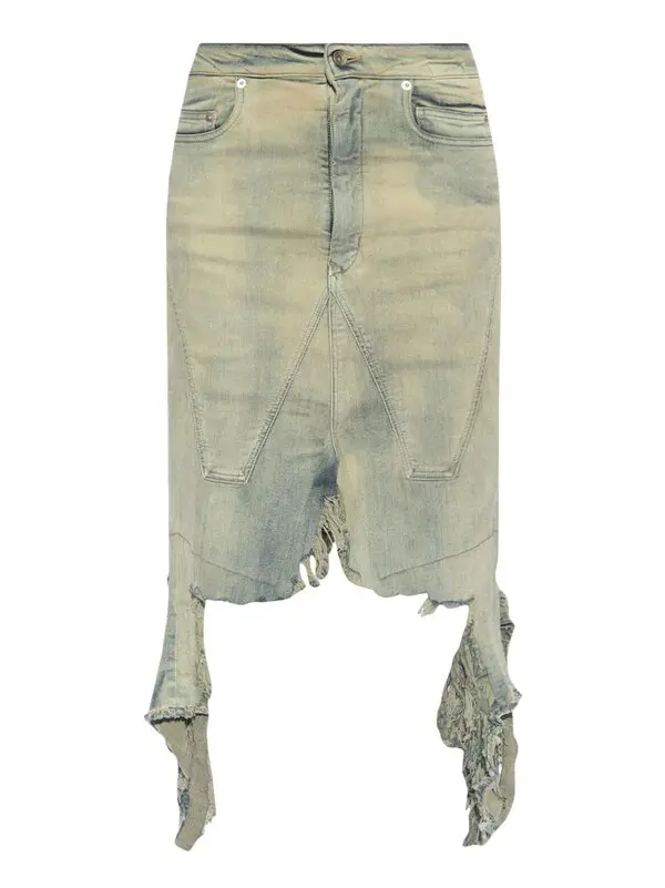 Rick Owens Denim Slivered Skirt - Grey