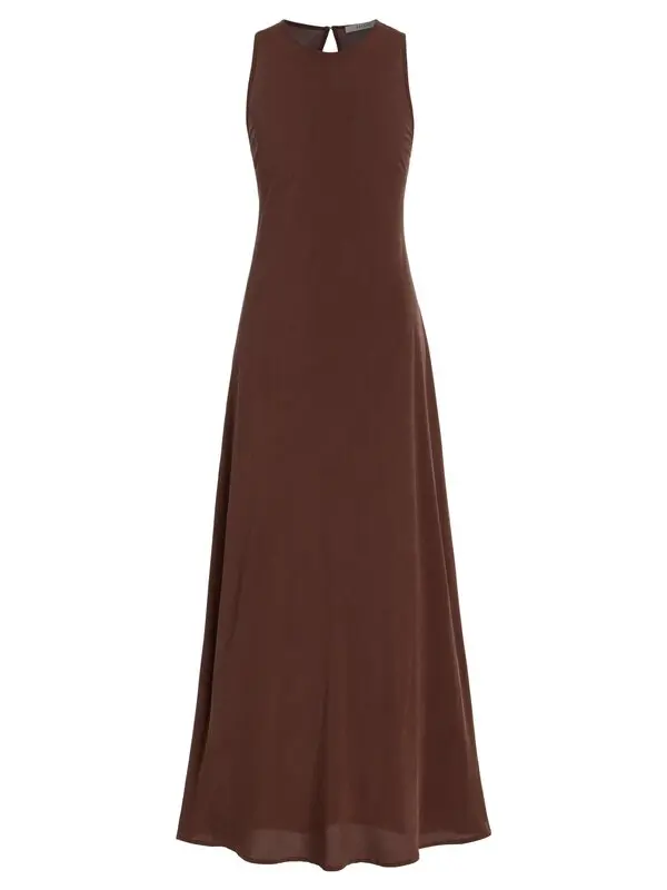 Asceno The Valencia Silk Crepe Dress - Brown