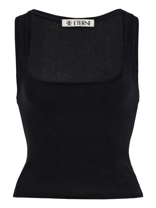 Eterne Ribbed Cotton-modal Tank - Black