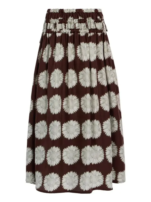 Asceno The Calvia Silk Skirt - Brown