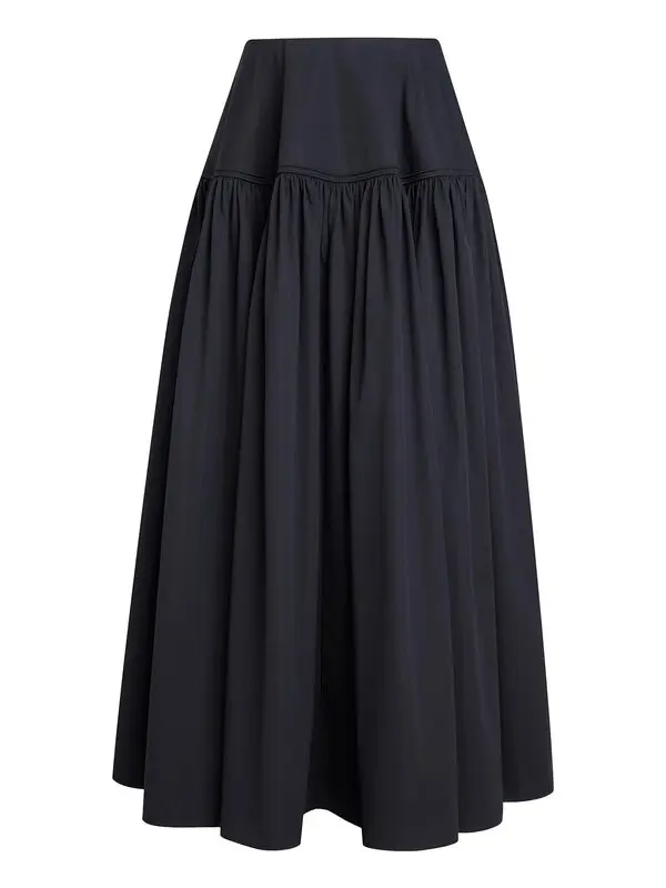 Alaïa Bell Cotton Poplin Maxi Skirt - Black