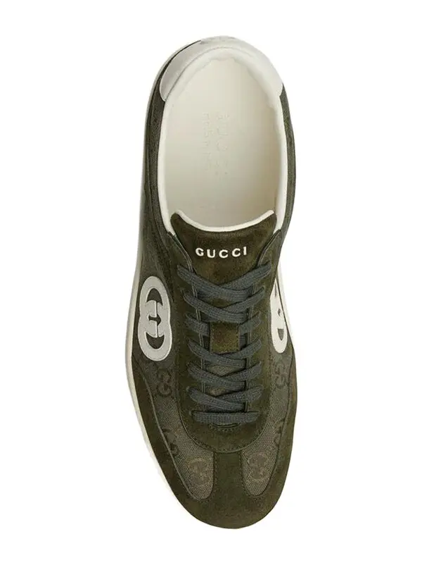 Gucci G75 Suede And Sisma Nylon T-toe Sneakers - Dark Olive