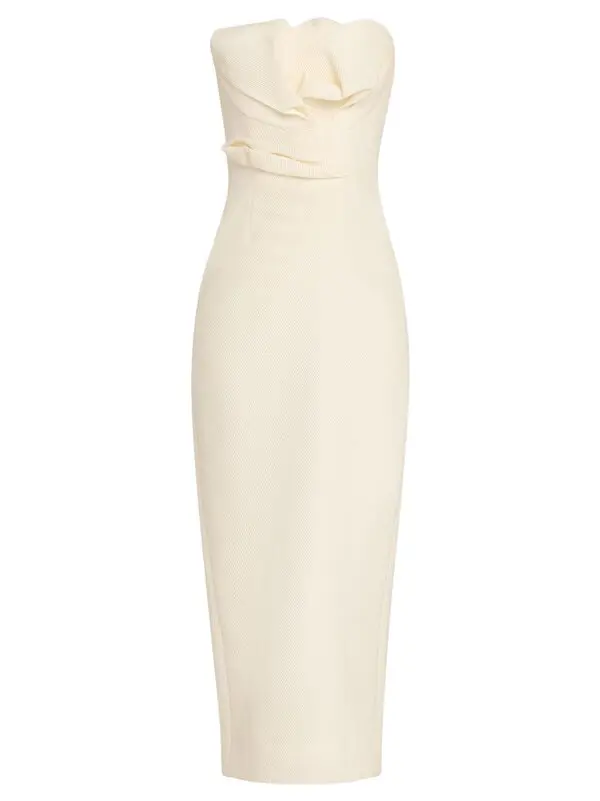 Lela Rose Draped Tulip Strapless Ankle Dress - Cream