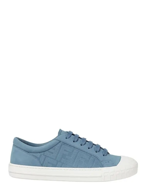 Fendi Domino Leather Sneakers - Light Blue Bubuck
